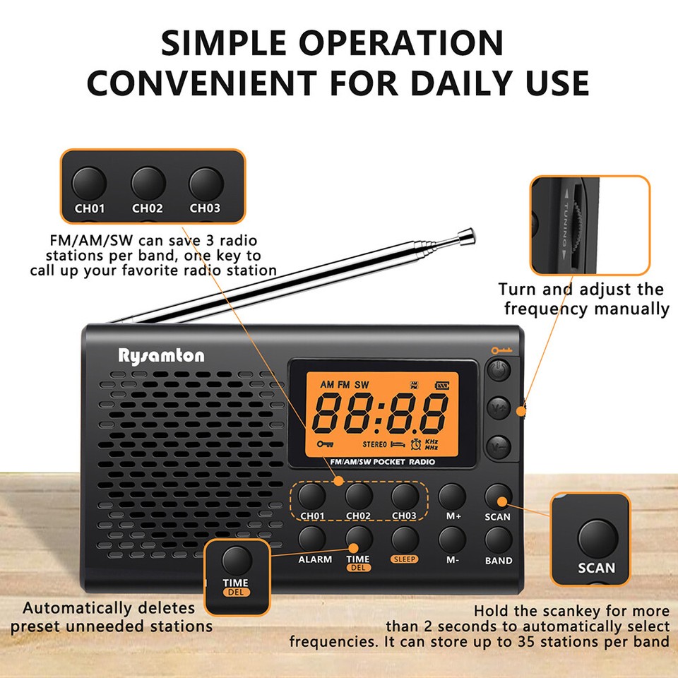 FM/AM/SW Multiband Radio Receiver Digital Speaker Player W/ Headphones ...