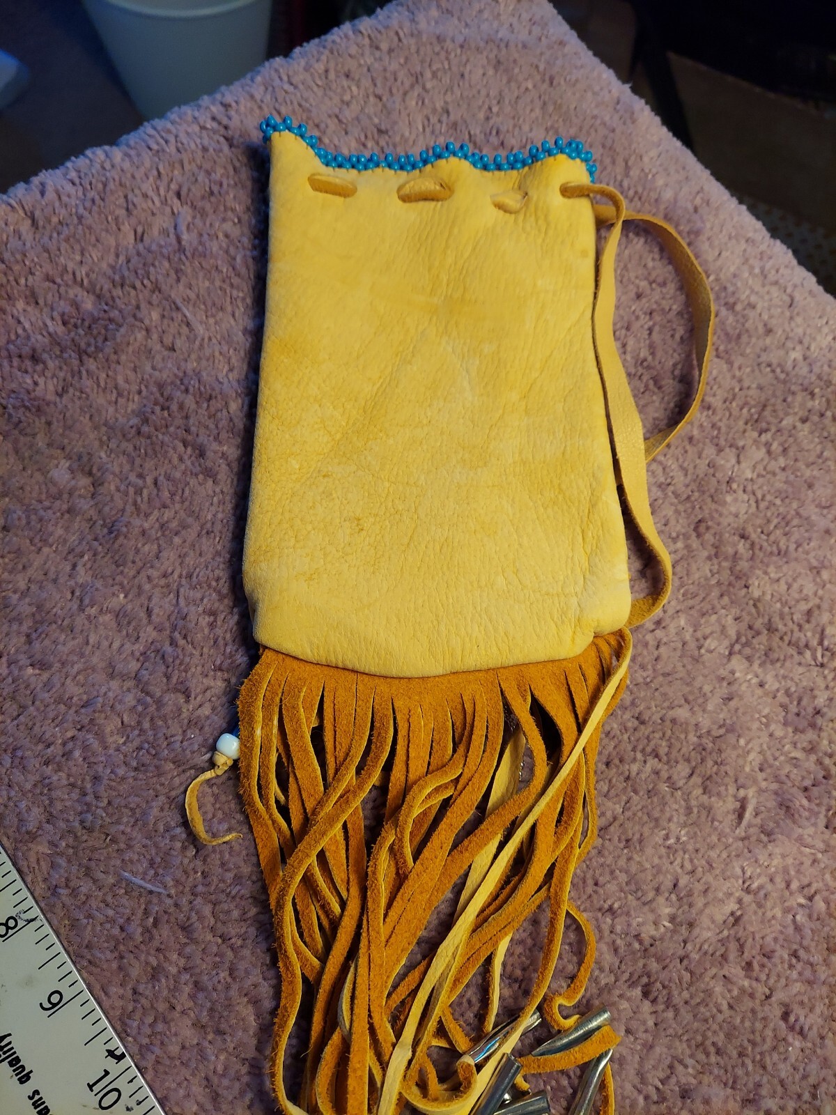 Native American Beaded Elk Buckskin Bag | eBay