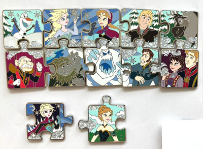 Disney Frozen Elsa Anna Character Connection Puzzle 12 Pin Mystery Set ...