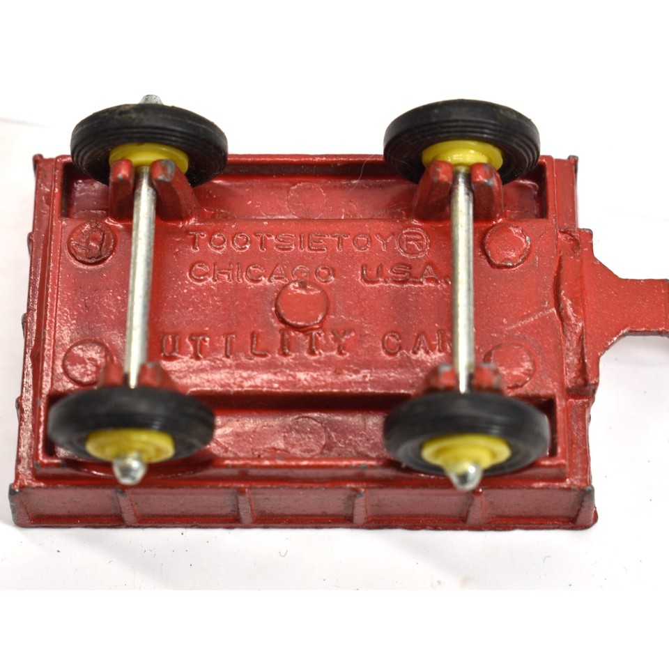 Vintage diecast Tootsie toy Red farm tractor with cart disc and plow | eBay