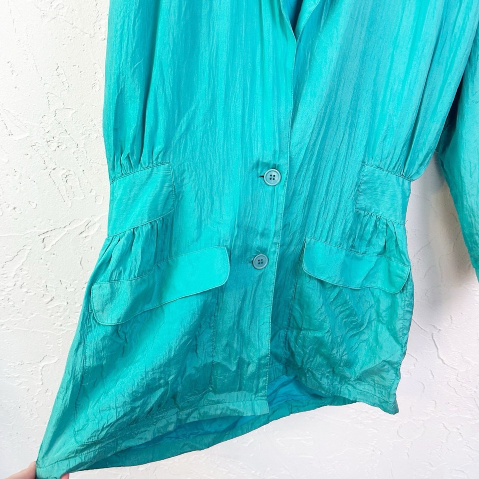 Vintage 80s Blue Silk Lightweight Windbreaker Jacket | eBay