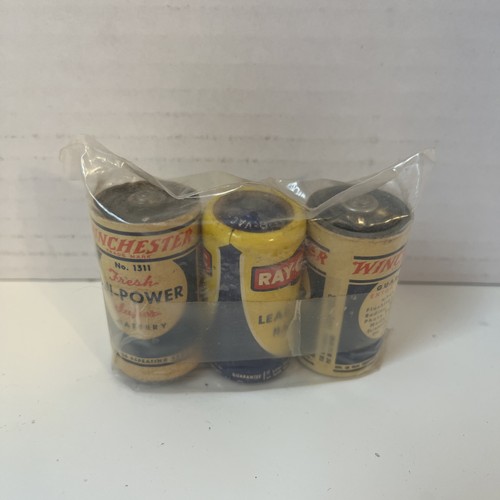 3 Vintage Antique Batteries Winchester Ray-O-Vac C cell Flashlight | eBay