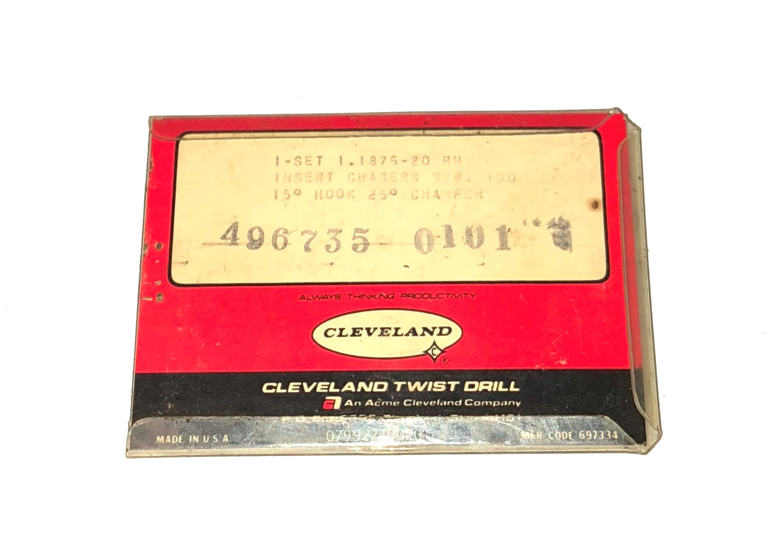 CLEVELAND 4 PC. SET H&G DIE HEAD CHASER INSERTS 1.187"-20 RH 100 SERIES ...