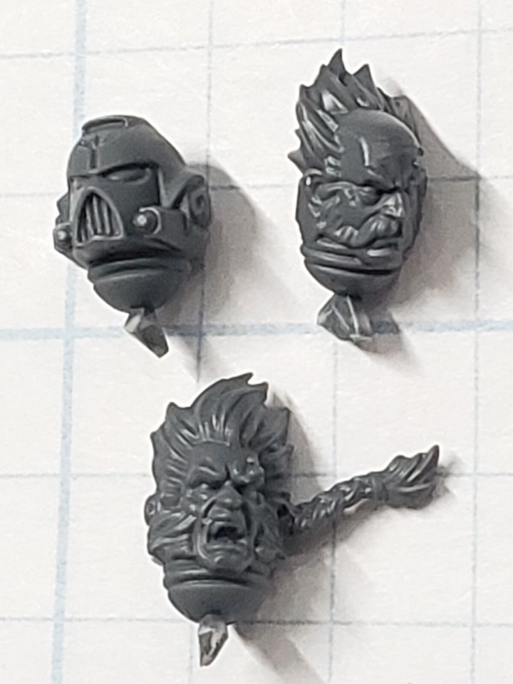 Warhammer 40k Space Wolves Bits Blood Claws Pack Leader Bare & Helmet Heads #24 | eBay