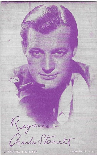 EXHIBIT ARCADE COWBOY CARD 1940's CHARLES STARRETT pose #2 (PURPLE ...