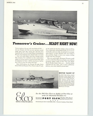 1941 PAPER AD Elco Elcoette 32' Motor Boat Venetian Causeway Miami ...