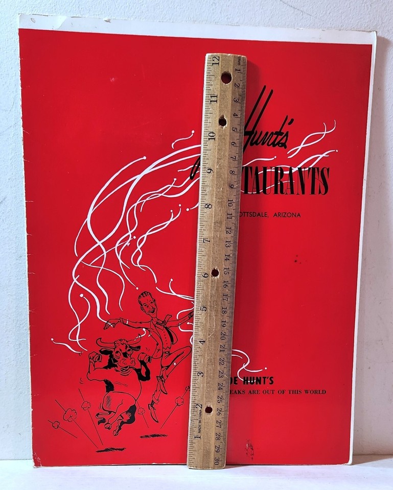 1960s Joe Hunt's steak restaurant food menu Scottsdale, Arizona ...