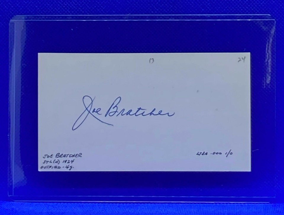 JOE "GOOBERS" BRATCHER 1924 St Louis Cards Autographed/Signed Index ...