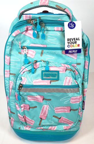 Rolling Backpack Girl Boy Roller Bookbag Blue/Popsicle J World New York ...