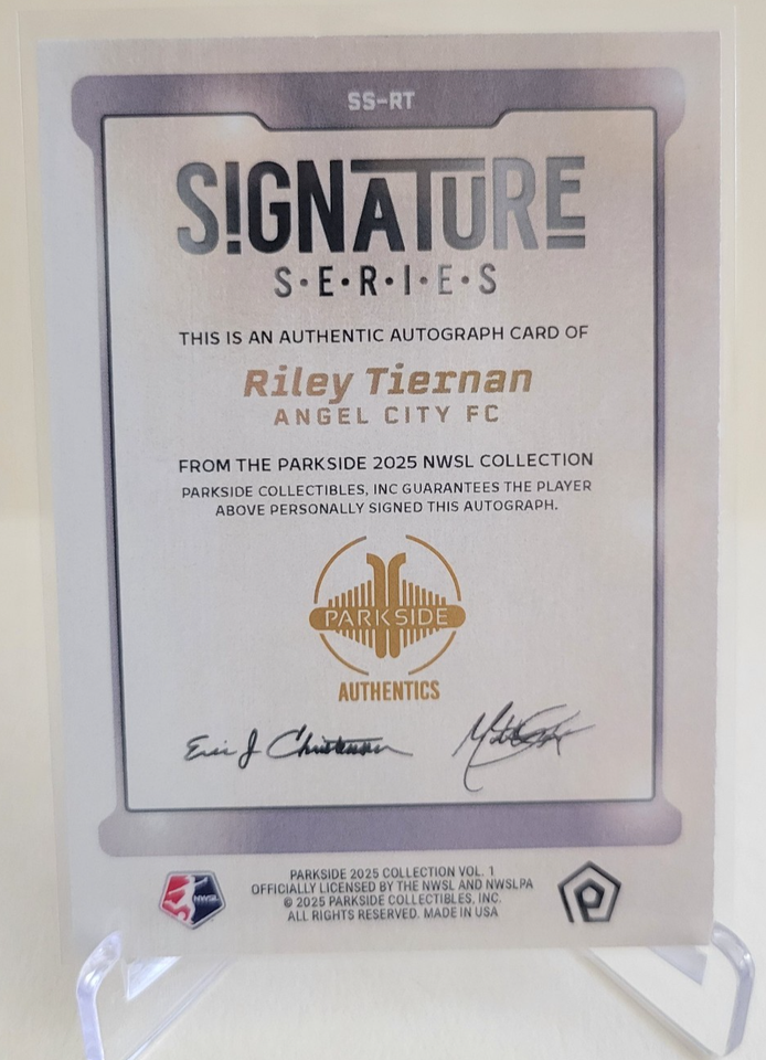2025 PARKSIDE NWSL VOL 1 RILEY TIERNAN RC SIGNATURE SERIES AUTO ANGLE ...