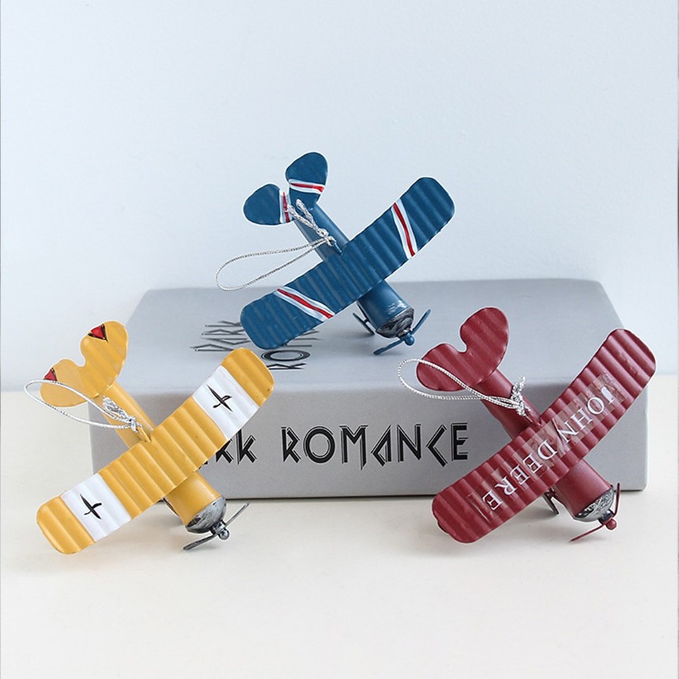 3 Count Airplane Model Retro Iron Art Ornament Creative Aircraft | eBay