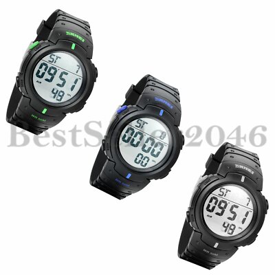 12/24H Dial Date Alarm LCD Digital Student Waterproof Electronic Wrist ...