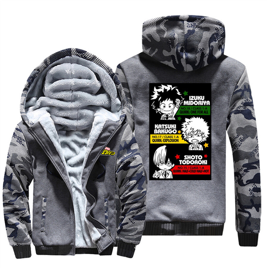 My Hero Academia Midoriya Izuku Shoto Winter Thickened Hooded Jacket ...