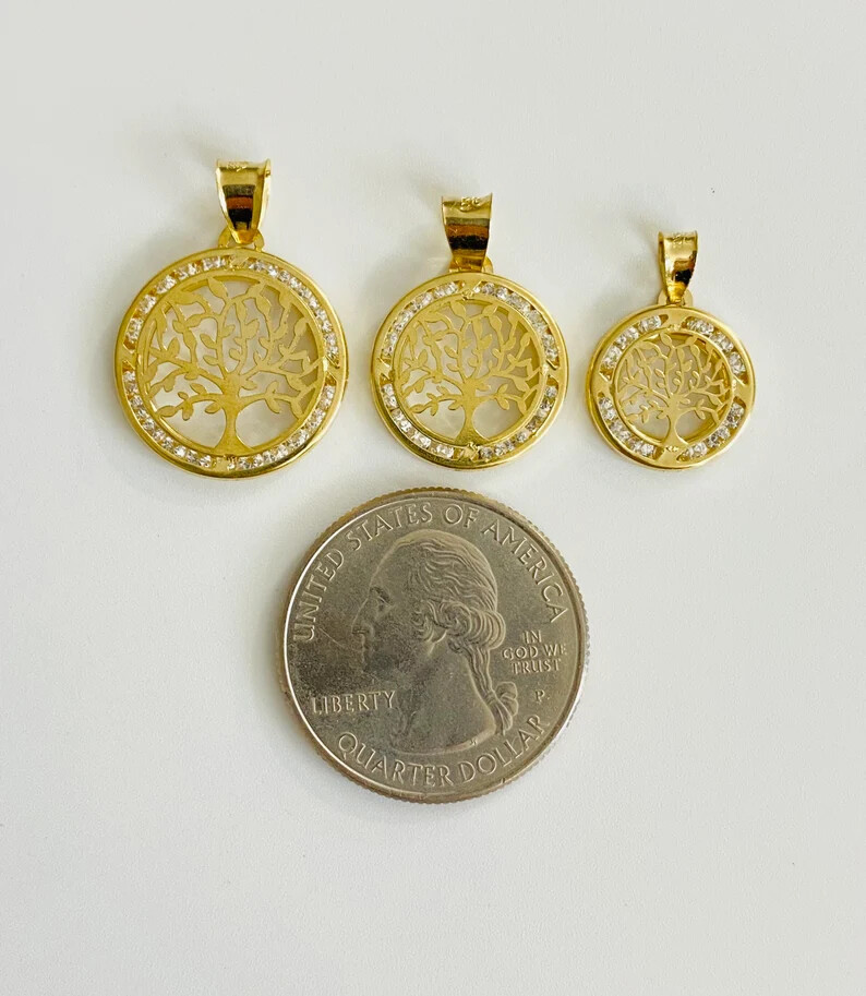 10K Solid Yellow Gold Tree of Life Pendant - 10K Real Gold Tree of Life ...