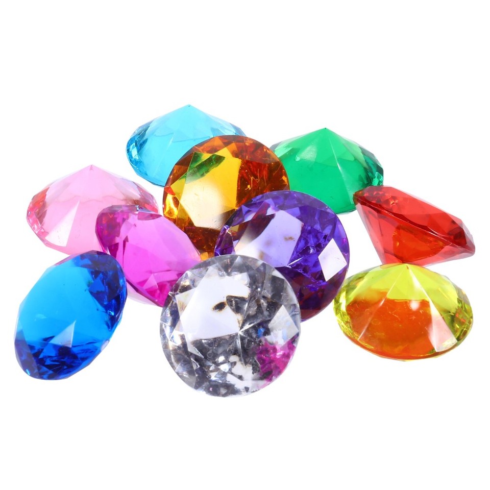 10 Pcs Acrylic Gems Handcrafts Colorful Kids Toys Accessories With Box ...
