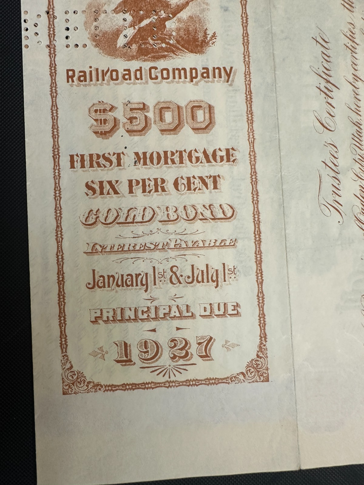 1907 MOUNT HOOD RR $500 Bond Signed by BROWNING FIREARMS Founder Mathew ...