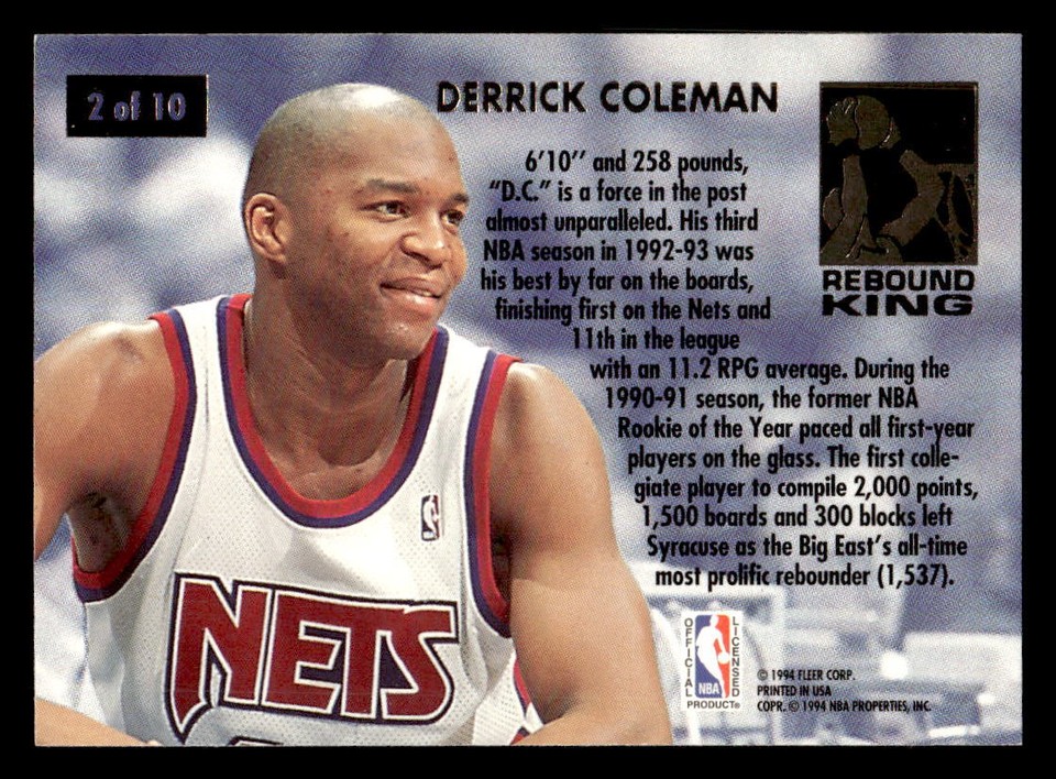 1993 Ultra Derrick Coleman #2 New Jersey Nets Basketball Card | eBay