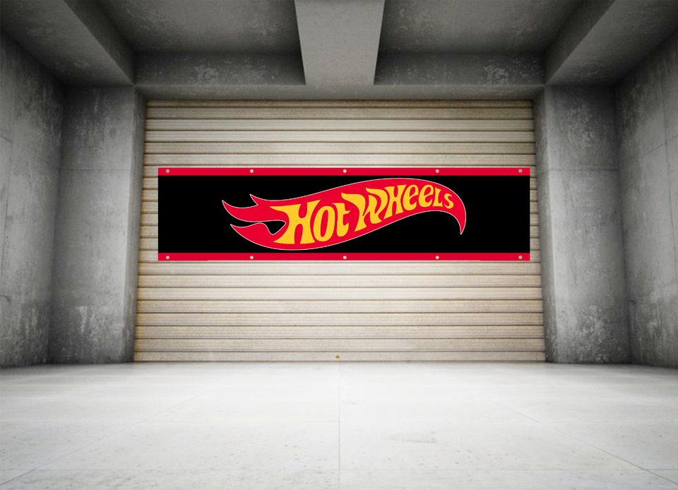 Hot Wheels Banner Flags 2X8 Ft Kids Playroom Matchbox Garage Wall Decor ...