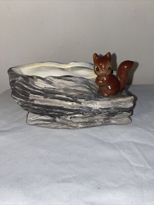 VTG Anthropomorphic Enesco Cute Chipmunk Squirrel Tree Planter Vase ...