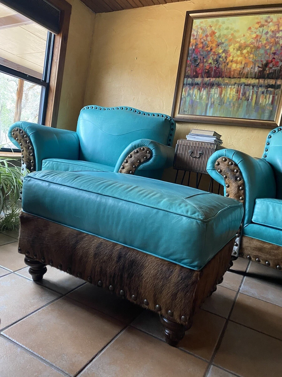 Turquoise Leather Sofas | Baci Living Room