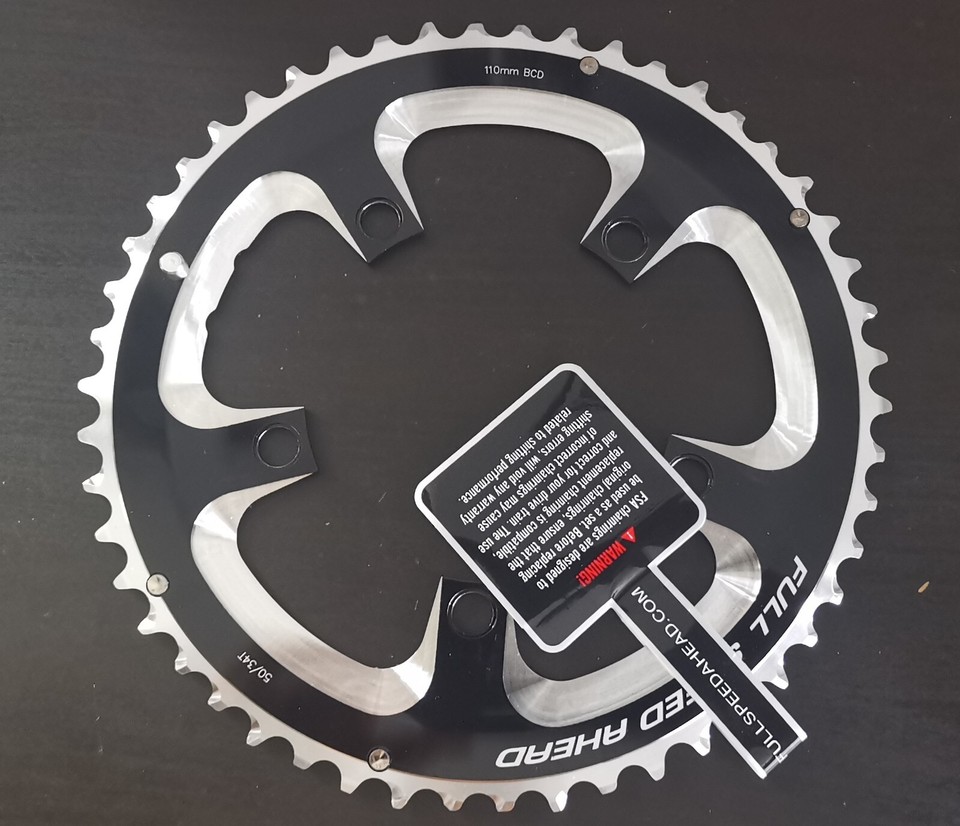 FSA Super road bicycle chainring 50T 5H 110 BCD black 371-0250A WA446 ...