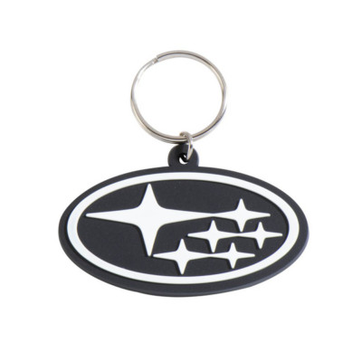 Subaru Star Cluster Logo PVC KeyTag Keyring Key Chain Genuine Oem Black ...