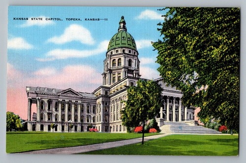 Topeka Kansas KS State Capitol Building View Vintage Linen Postcard ...