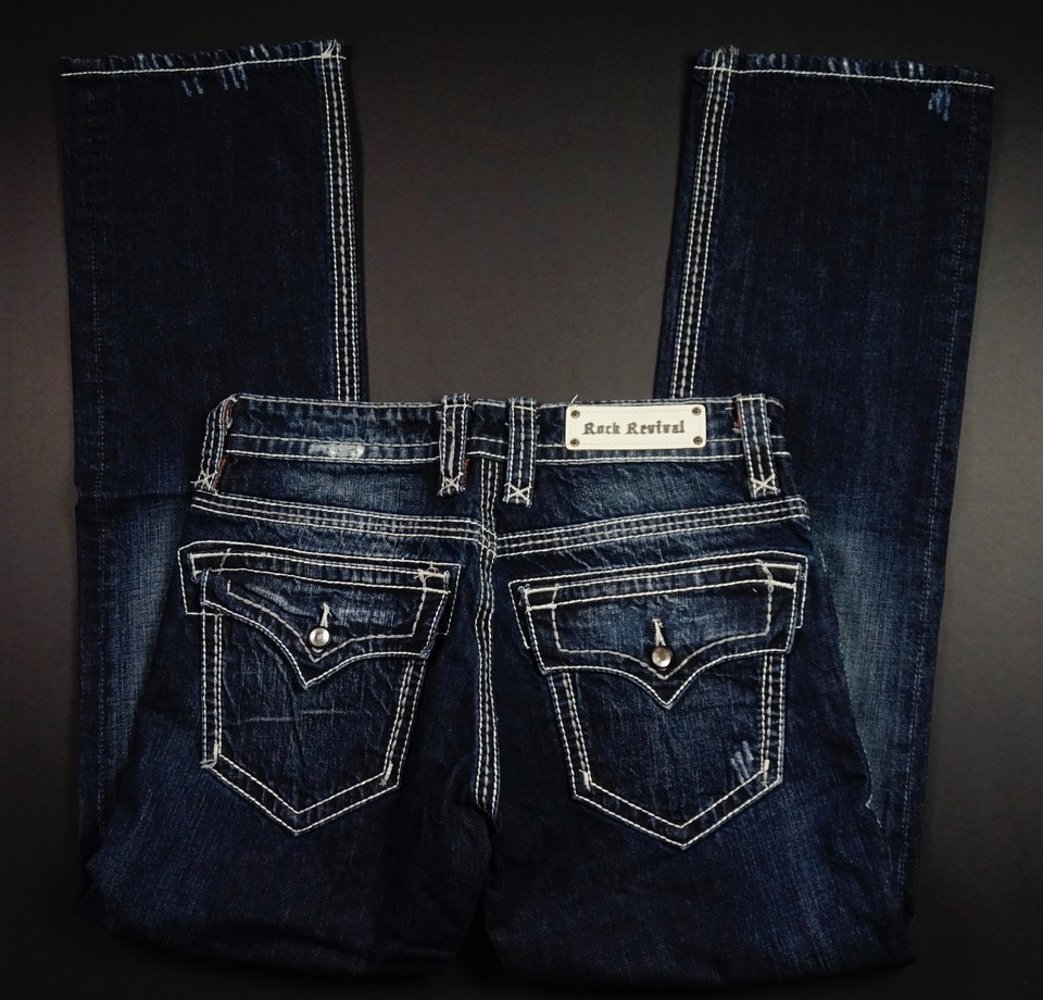 $180 Buckle Rock Revival "Plain Guys" George Swarovski Straight 32 X 33 ...