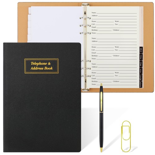 Refillable Address Book with Alphabetical Tabs W/Pockets 648 Large ...