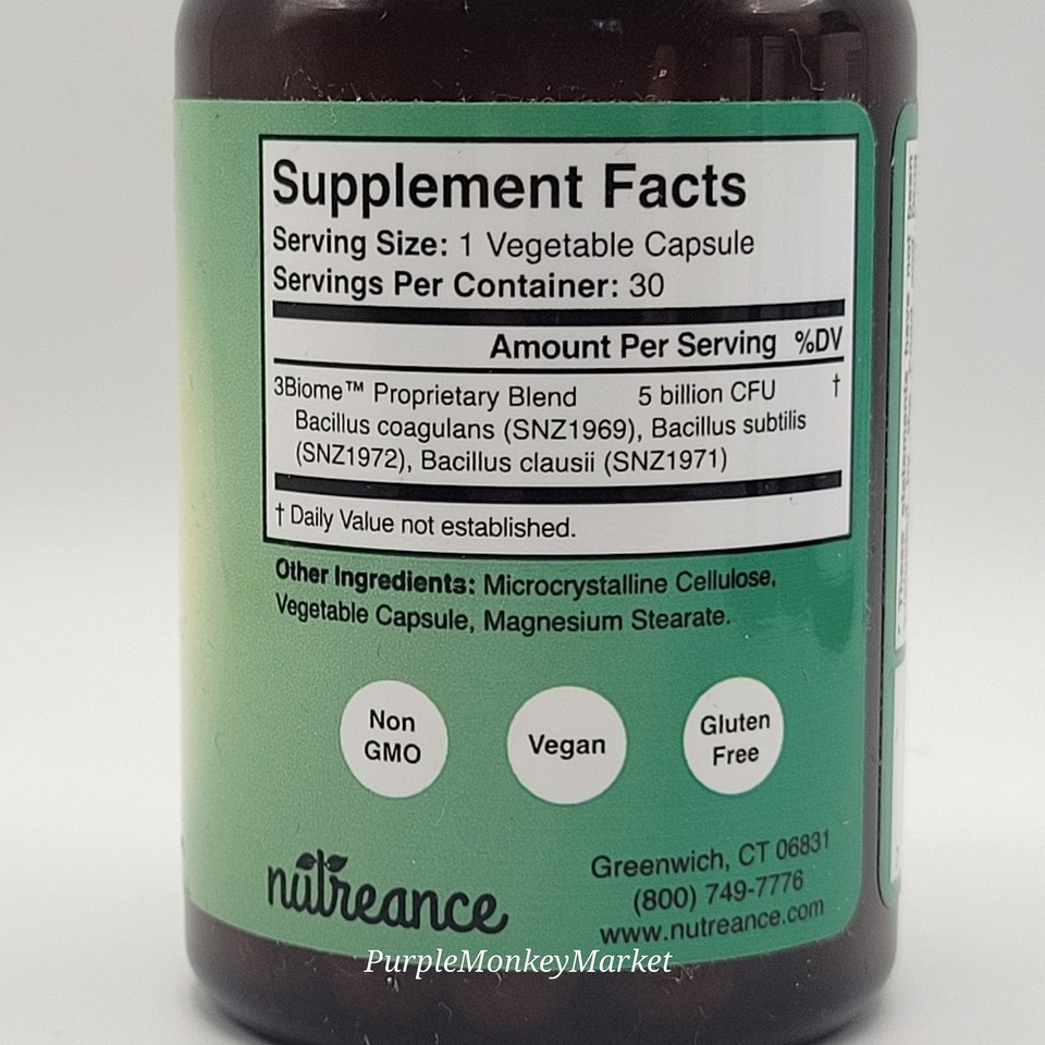 Nutreance 3BIOME - 30 Capsules - Natural Probiotic Formula | eBay