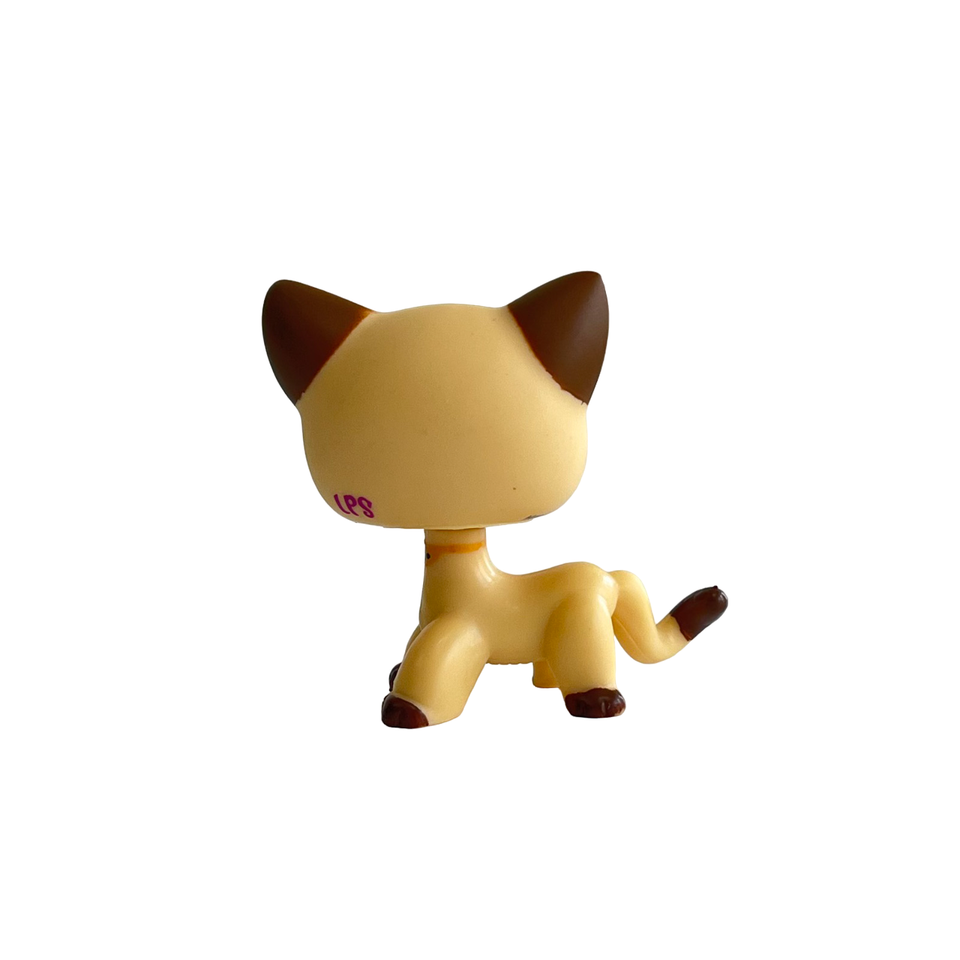 Littlest pet shop Toys bobble head short hair cat #3573 yellow cat blue ...