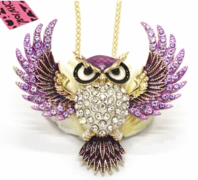Betsey Johnson Fashion Rhinestone Purple-Winged Owl | eBay