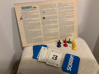1972 SORRY! Board Game Pawns Tokens, Cards, Instruction Replacement ...