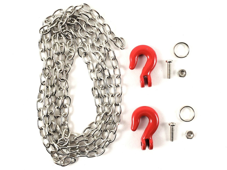 Two Metal Recovery Chains w/Hooks for 1/10 R/C Scale Crawler Tamiya ...