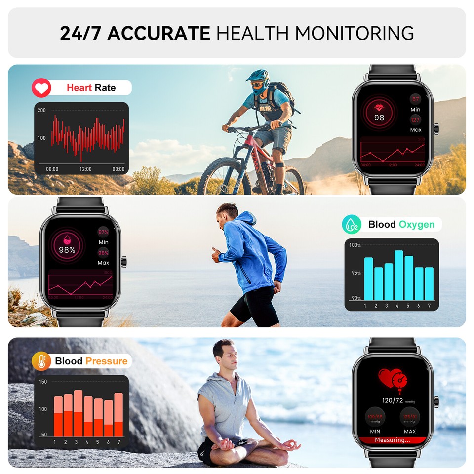 Smart Watch for Men Women,1.83" Heart Rate Waterproof Smartwatch for ...