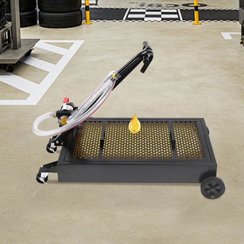 17 Gallon Oil Drain Pan and Electric Pump Oil Drain Pan Cart 7.2ft Soft ...