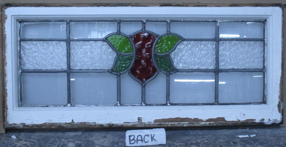 OLD ENGLISH LEADED STAINED GLASS WINDOW TRANSOM SIMPLE ABSTRACT 31" x ...