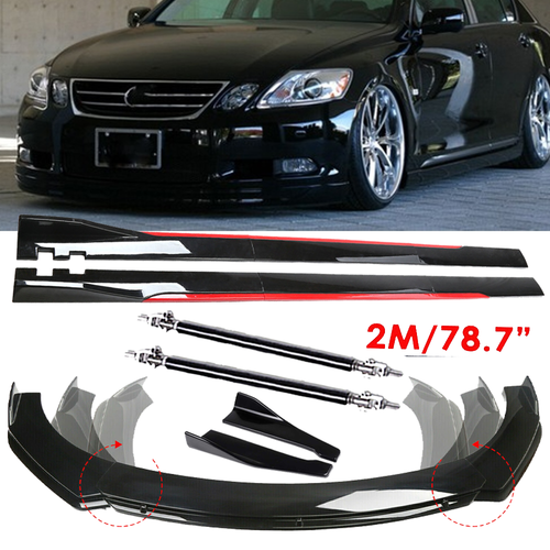 For Lexus GS300 Front Bumper Lip Side skirt Rear lip Glossy Black Red ...