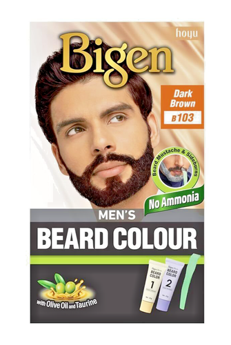 Bigen Mens Beard Colour Dark Brown 103 40gm with aloe extract and olive ...
