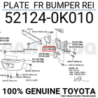 521240K010 Genuine Toyota PLATE FR BUMPER REI 52124-0K010 | eBay