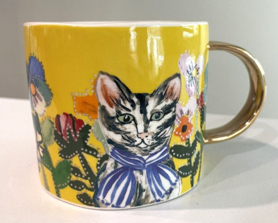 Anthropologie Francesca Kaye Feline Cat Atelier Coffee Mug Yellow ...