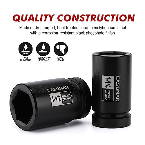 1inch Drive Spindle Axle Nut Impact Socket Set Deep 1" To 2" 9pcs ...