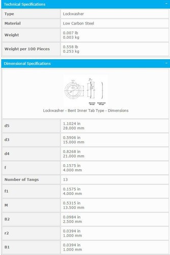 1PC NTN AW02 Lockwasher - Bent Inner Tab Type 28x15x21mm | eBay