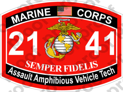 STICKER USMC MOS 2141 AAV TECH ooo USMC Lisc No 20187 | eBay