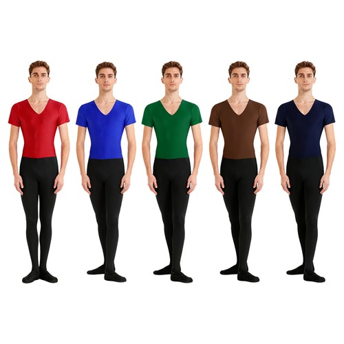UK Men's Footed Ballet Dance Unitards Gymnastic Sport Bodysuit Athletic ...