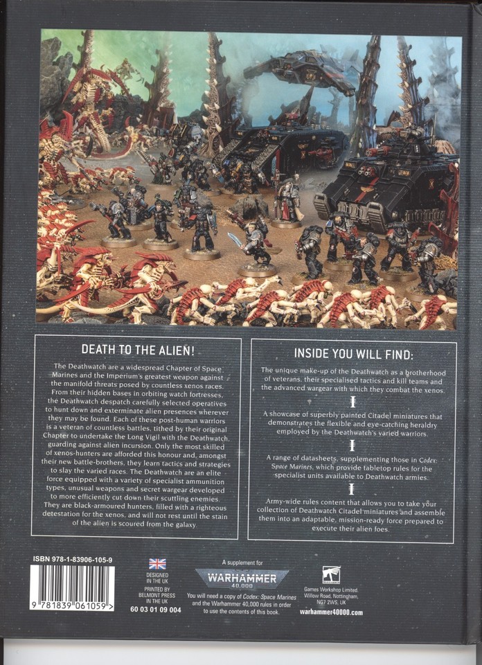 Codex Deathwatch 9th Edition 2020 Book Warhammer 40K NEW 9781839061059 ...
