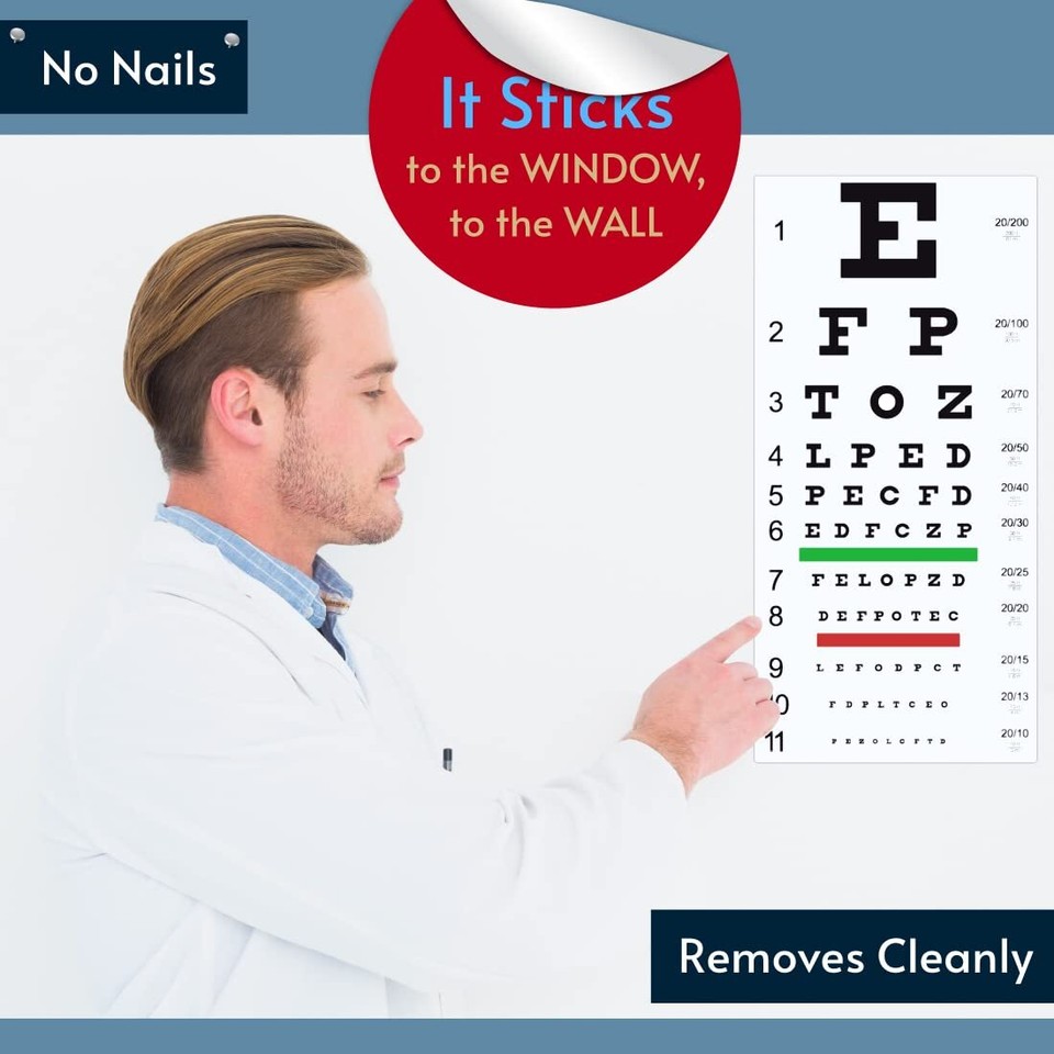 Snellen Eye Chart for Vision Exams at 10 Ft Distance Accurate Tool | eBay