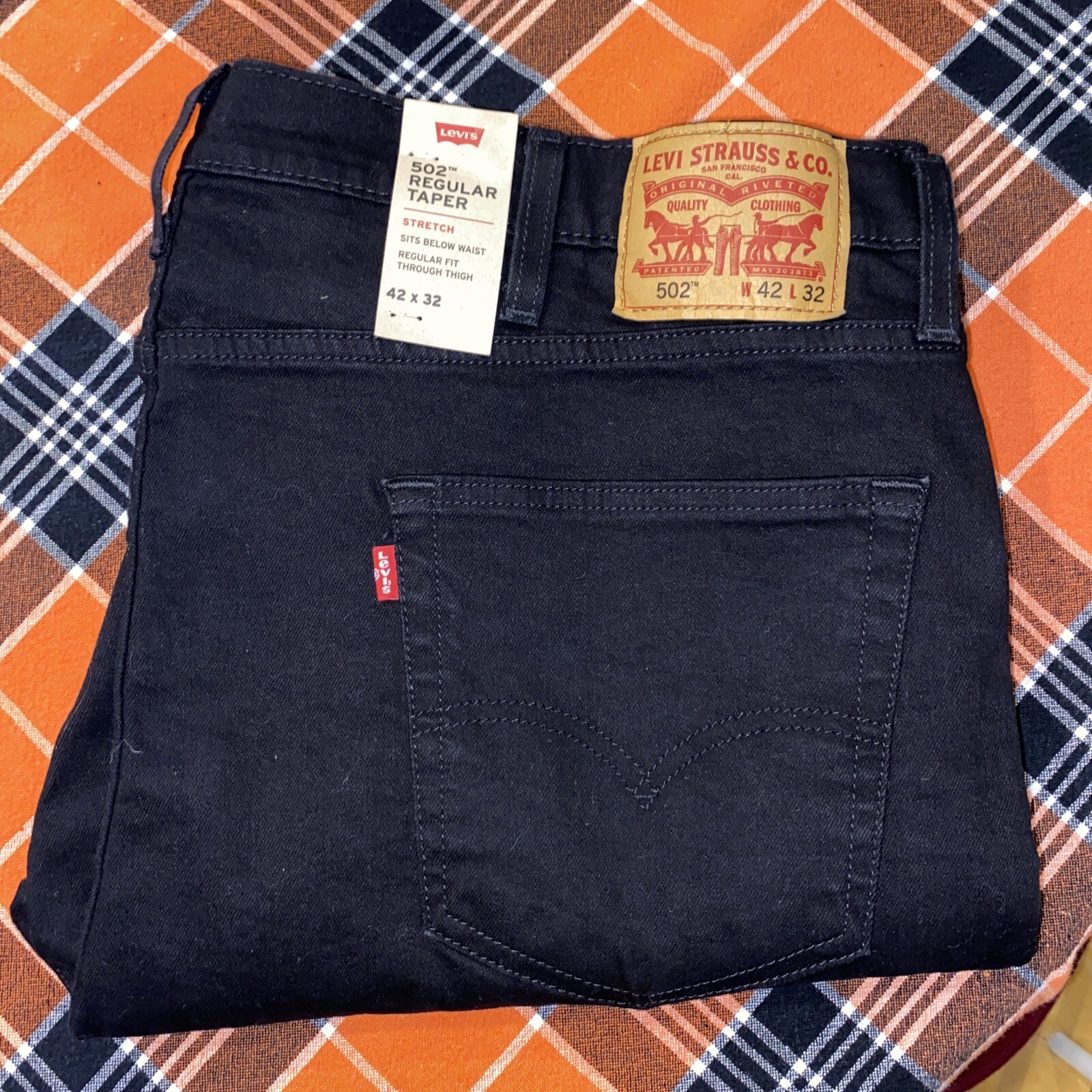 Levi%27s+Mens+Black+502+Regular+Taper+Big+%26+Tall+Stretch+Red+Tag ...