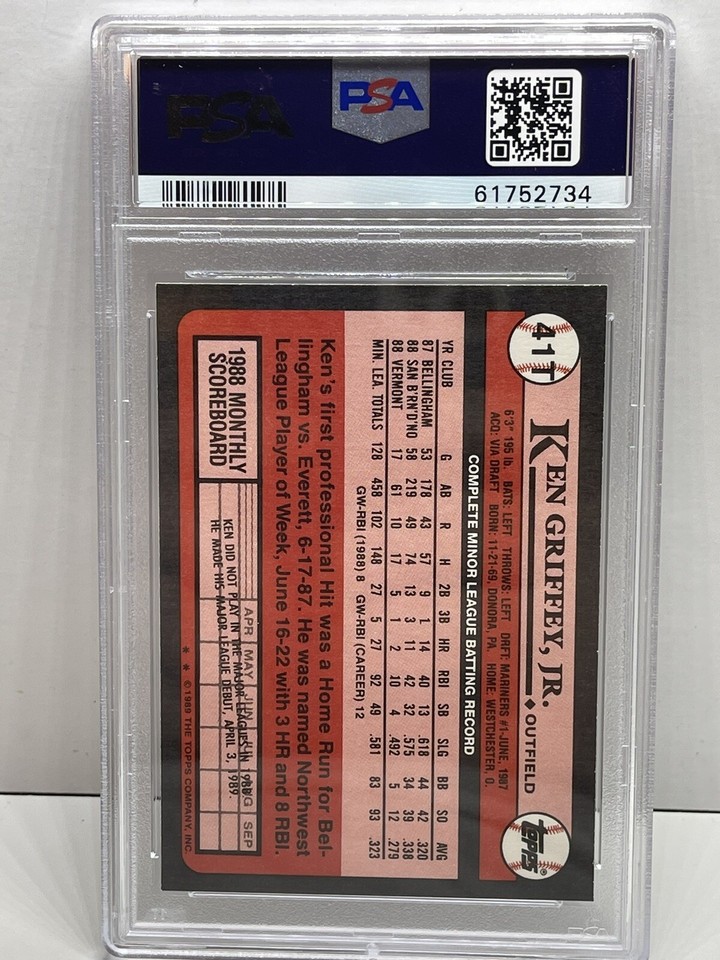 1989 Topps Traded Box Set Ken Griffey Jr #41T PSA 10 GEM MT Rookie RC ...