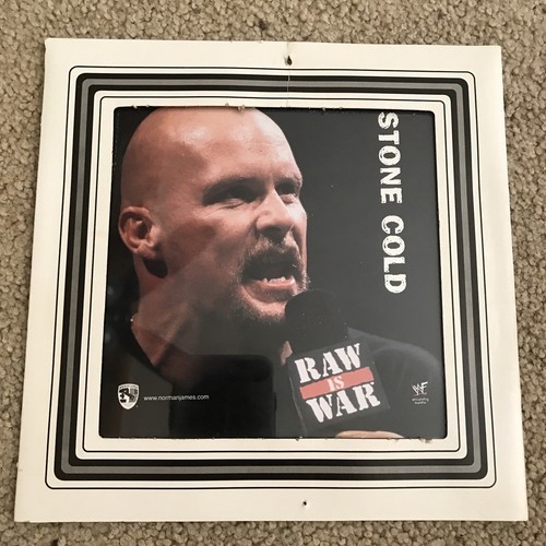 Vintage WWE WWF Stone Cold Steve Austin Carnival Prize 8"x8” Glass ...